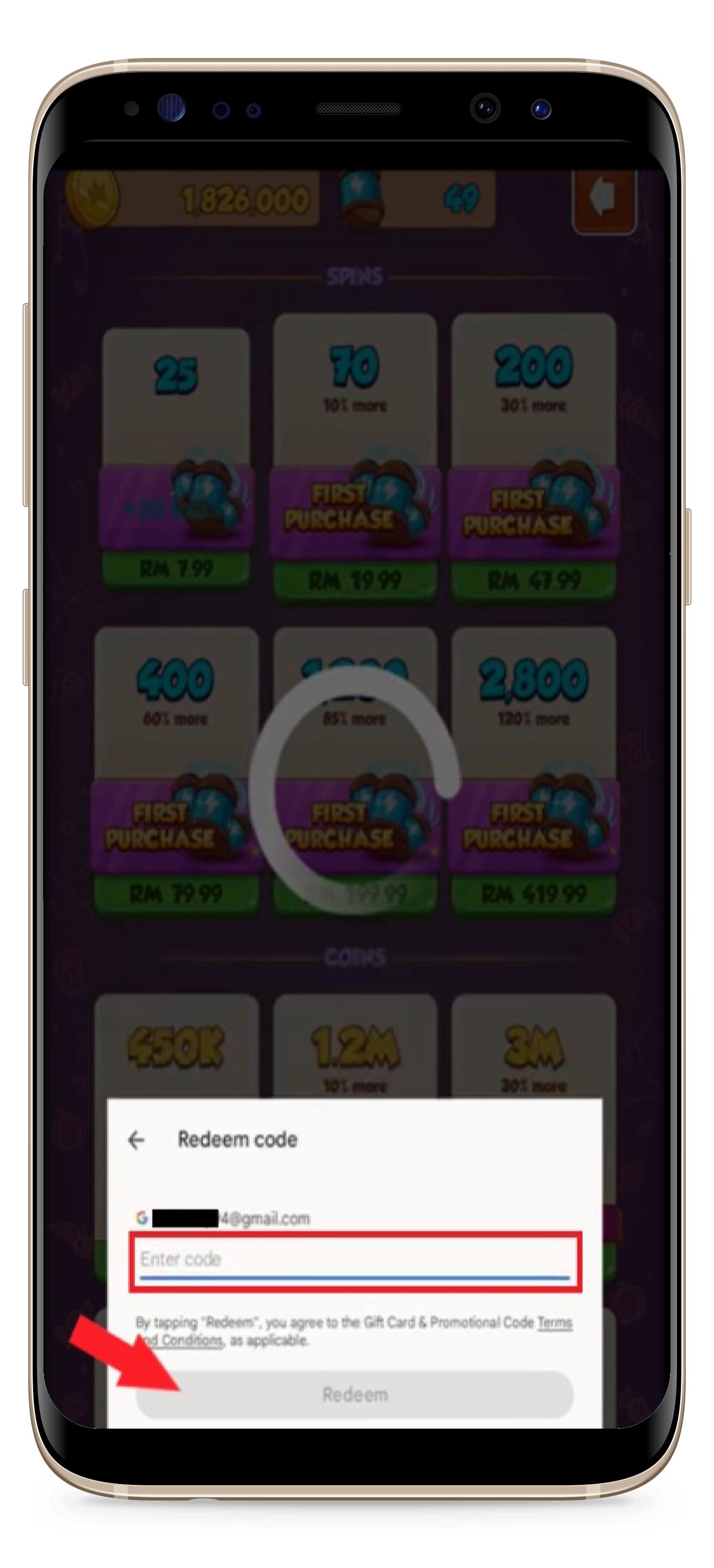 Como comprar Moedas para Coin Master usando o Código Google Play ...