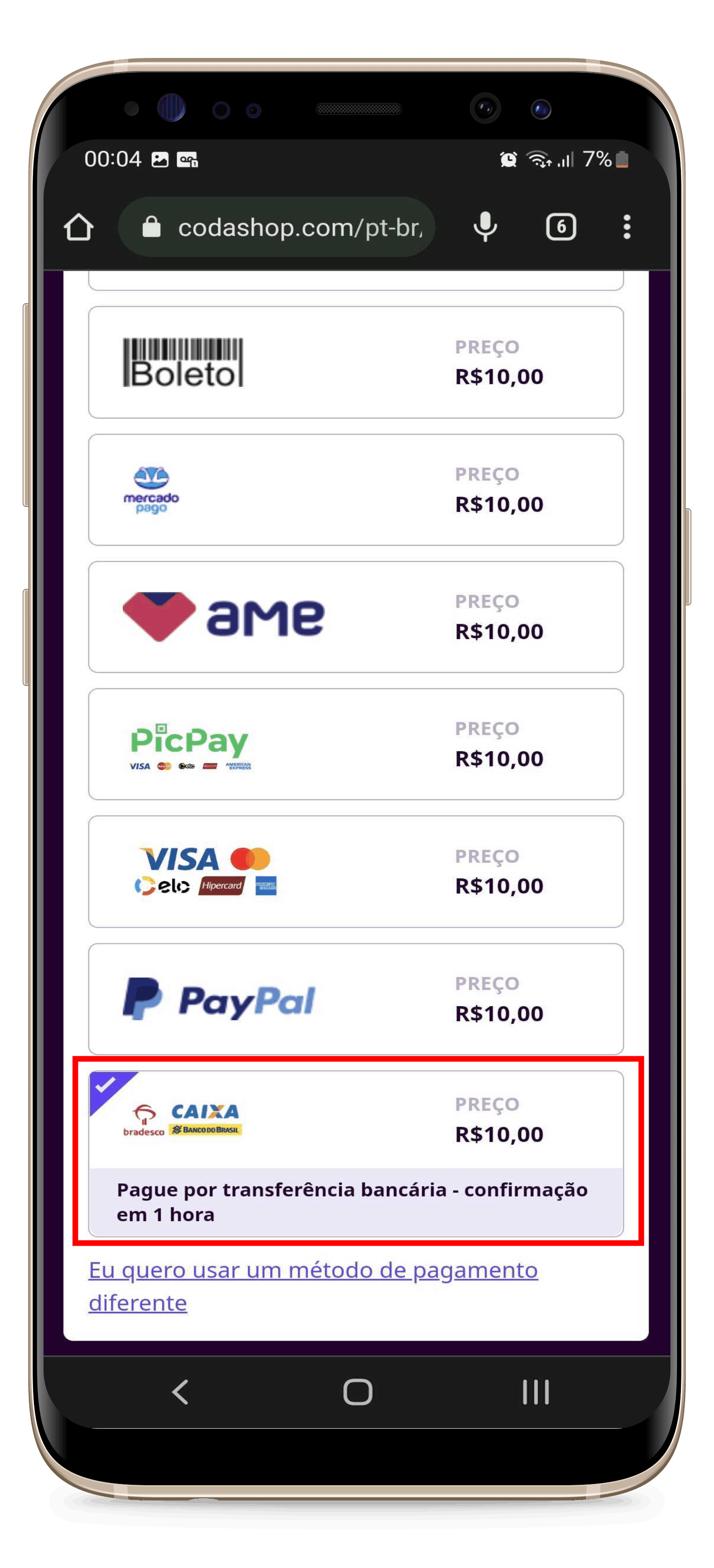 Como pagar com Transferência Bancária – Codashop Brasil