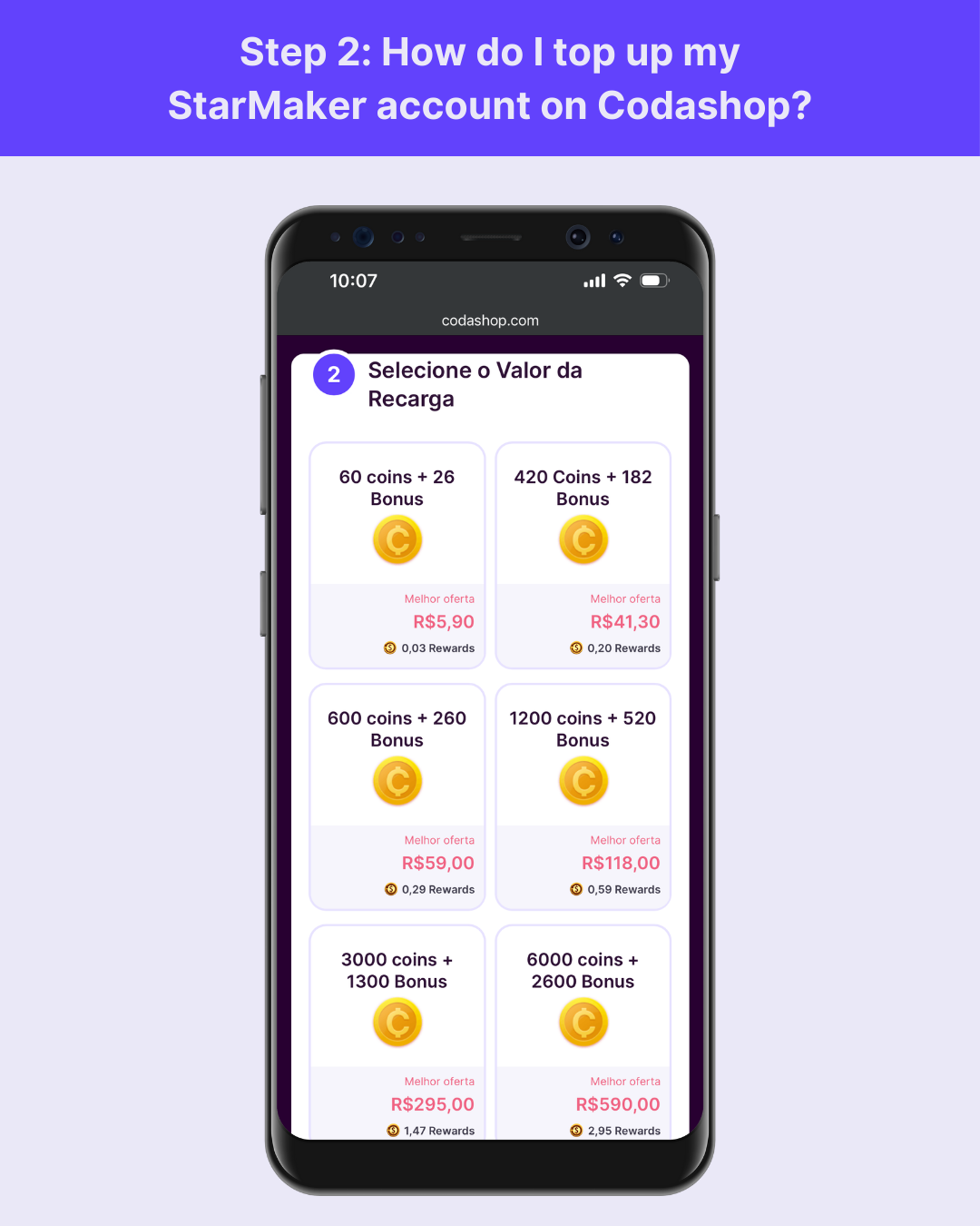 How do I top up my StarMaker account on Codashop? – Codashop Brazil