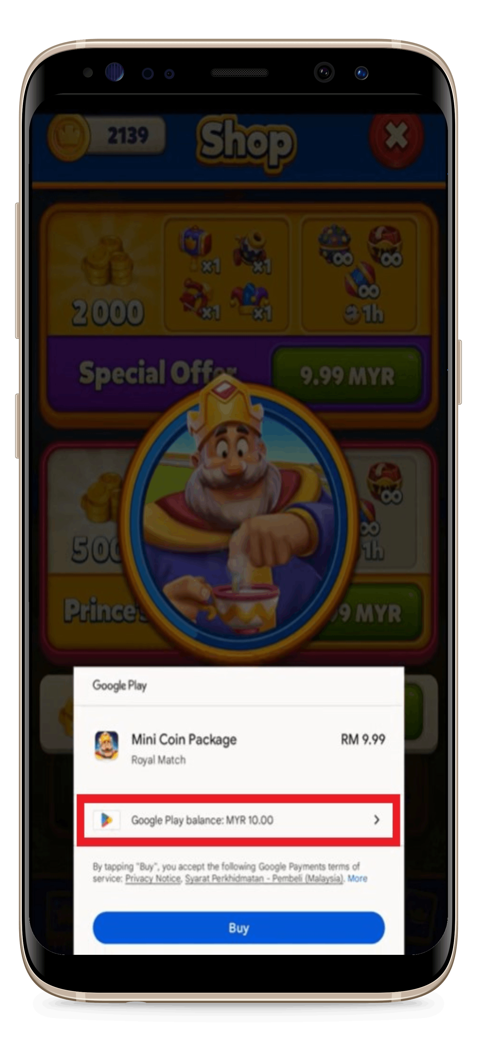 Como posso comprar Moedas para Royal Match usando o Código Google Play ...