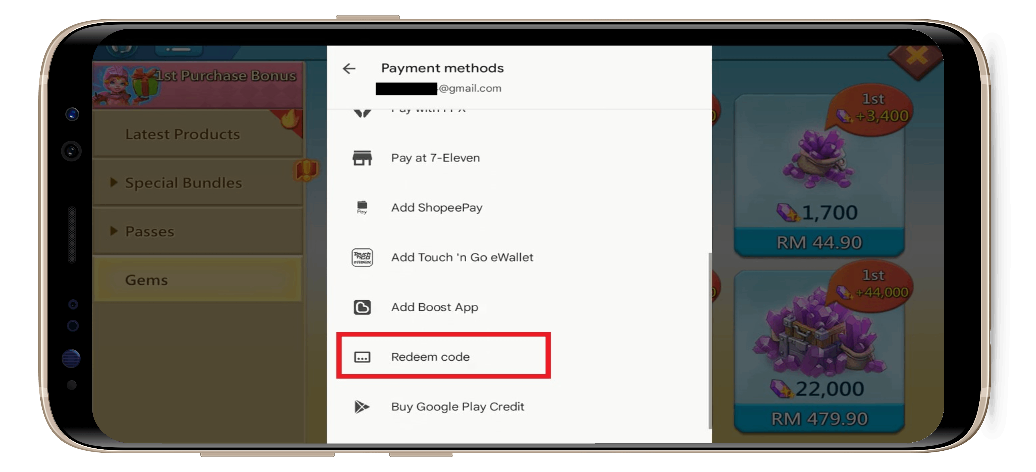How can I purchase Gems for Lords Mobile Kingdom Wars using the Google ...