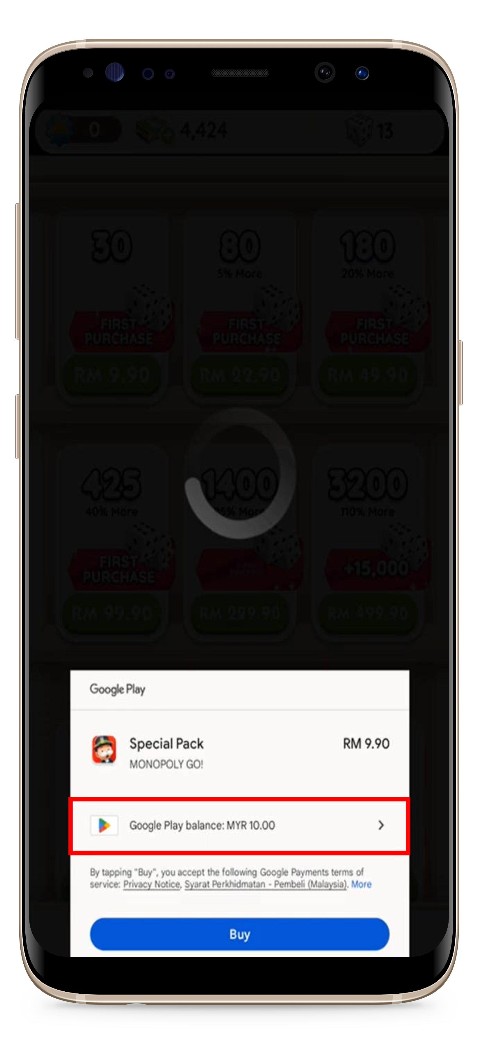 Como comprar Roladas para Monopoly GO usando o Código Google Play ...